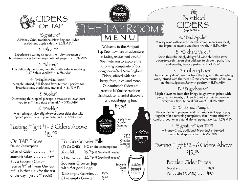 Cider Tasting | Bottled Cider | Arrigoni Winery & Tap Room CT